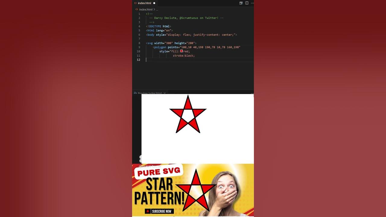 Pure SVG Star Pattern! Simple Red and Black Pentagon #HTML #CSS #JavaScript #github #java # ...