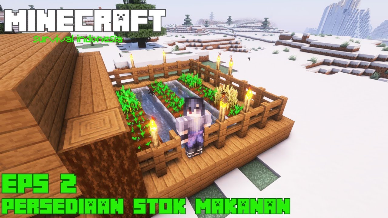 EPS 2 : persediaan stok makanan Minecraft survival Indonesia - YouTube