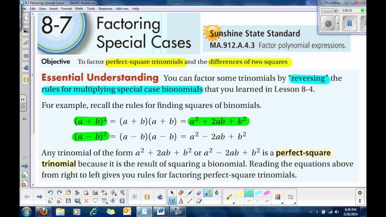8 7 Factoring Special Cases Intro1 - YouTube