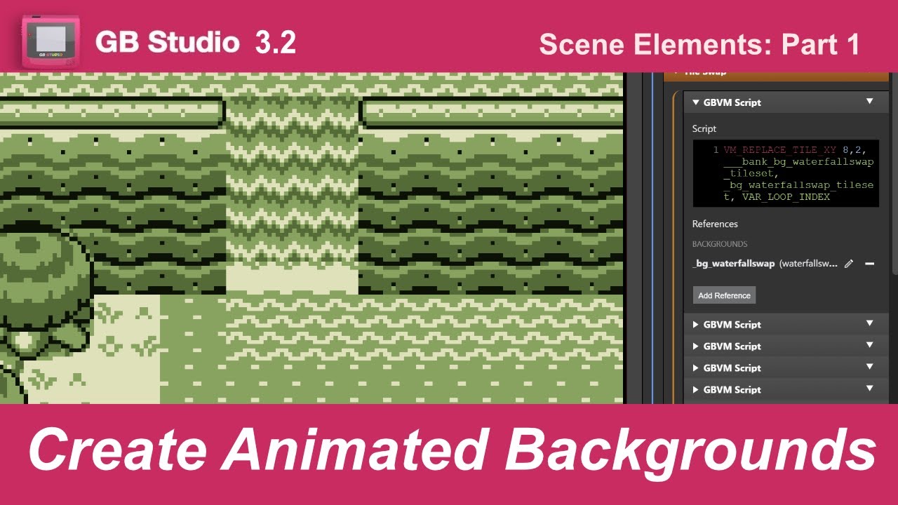 Use Tile Swapping to Create Animated Backgrounds in GB Studio 3.2 - YouTube