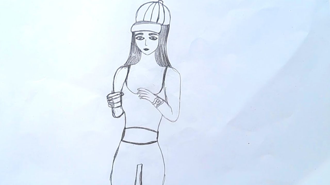 How to draw a modern girl | girl sketch with cap | modern girl sketch ...