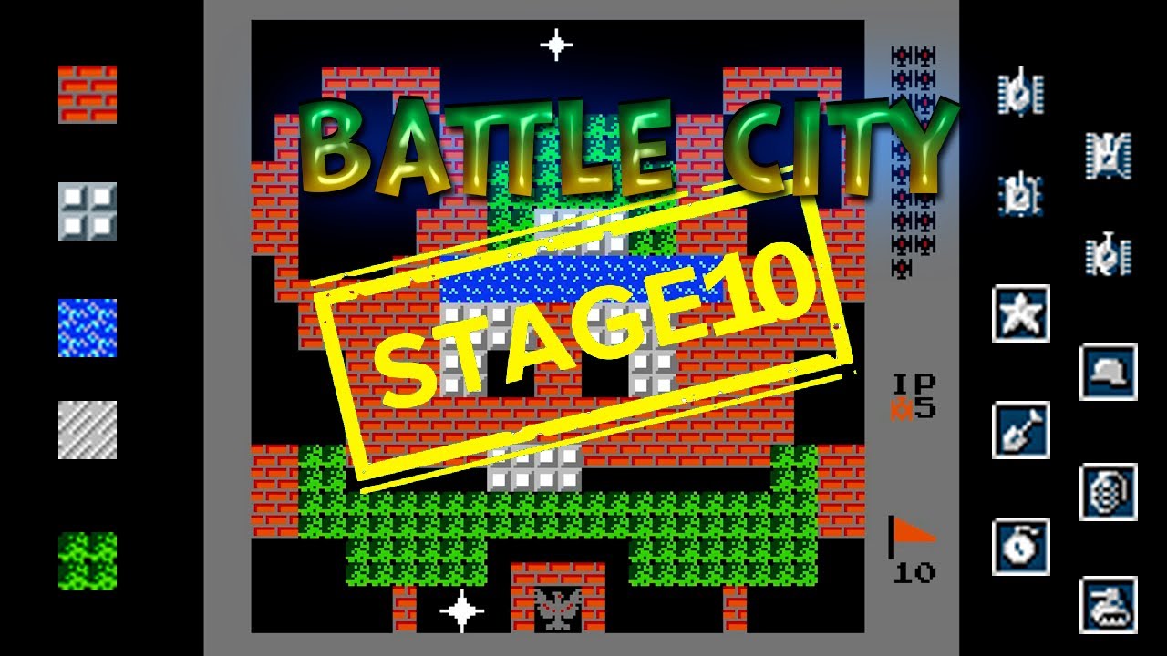 Battle City stage 10 game play tank 1990 NES Dendy - YouTube