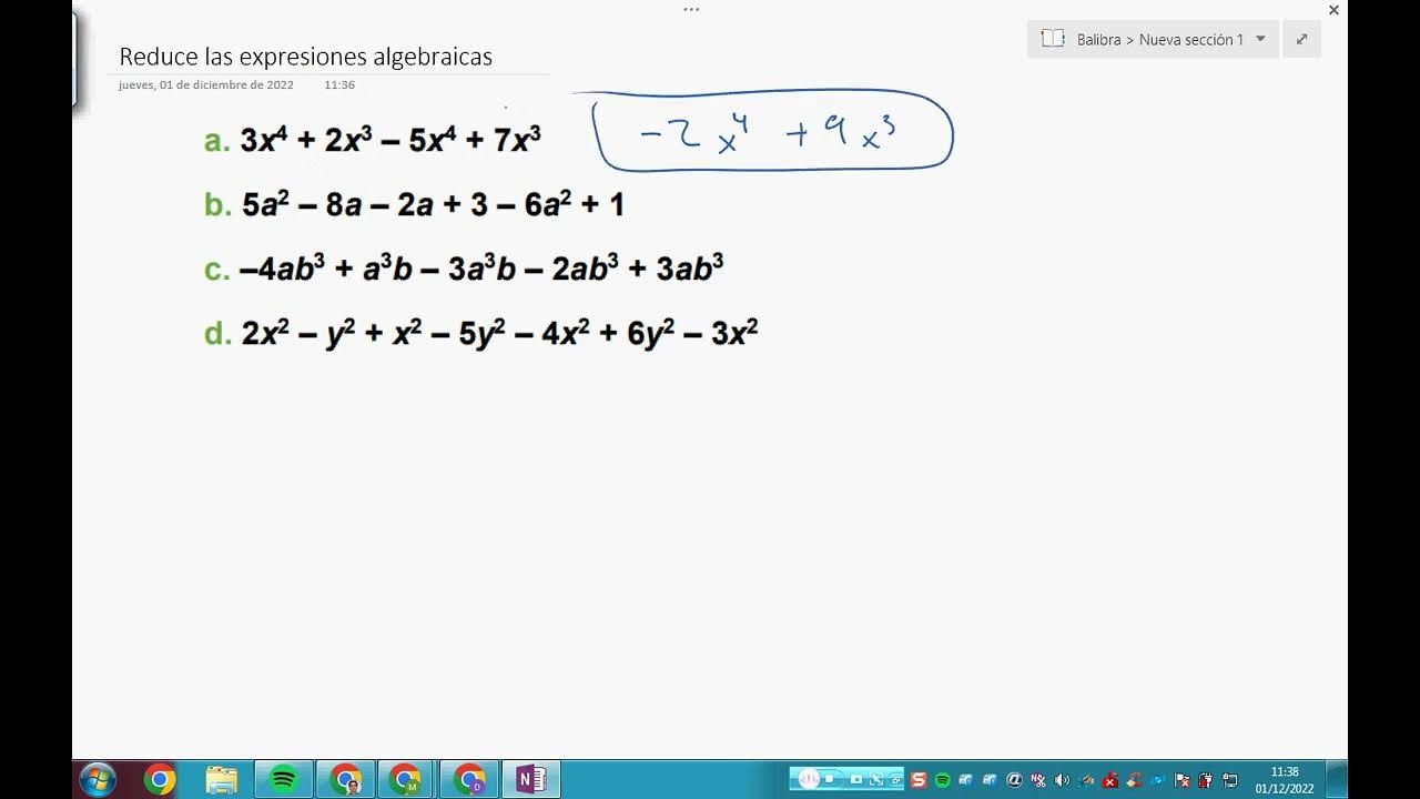 Explicación de Reduce las expresiones algebraicas - YouTube