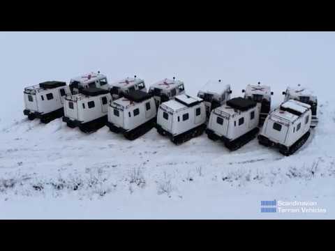 Six renovated BV206 in winter landscape - YouTube