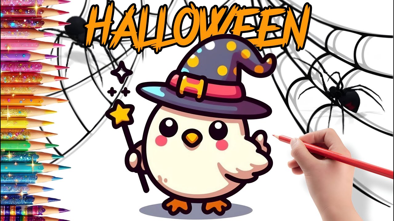 How to draw a Cute Chicken 🪄for Halloween| Drawing and Painting for ...