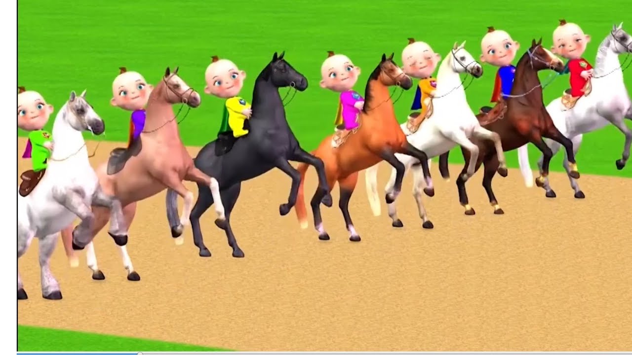 Horse race by cute little baby- animal sounds - YouTube
