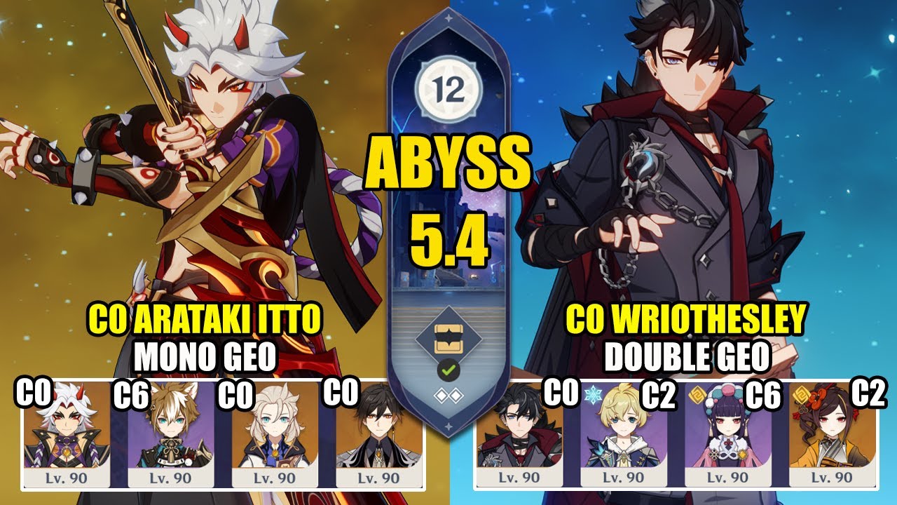 C0 Arataki Itto Mono Geo & C0 Wriothesley Double Geo | Spiral Abyss 5.4 ...