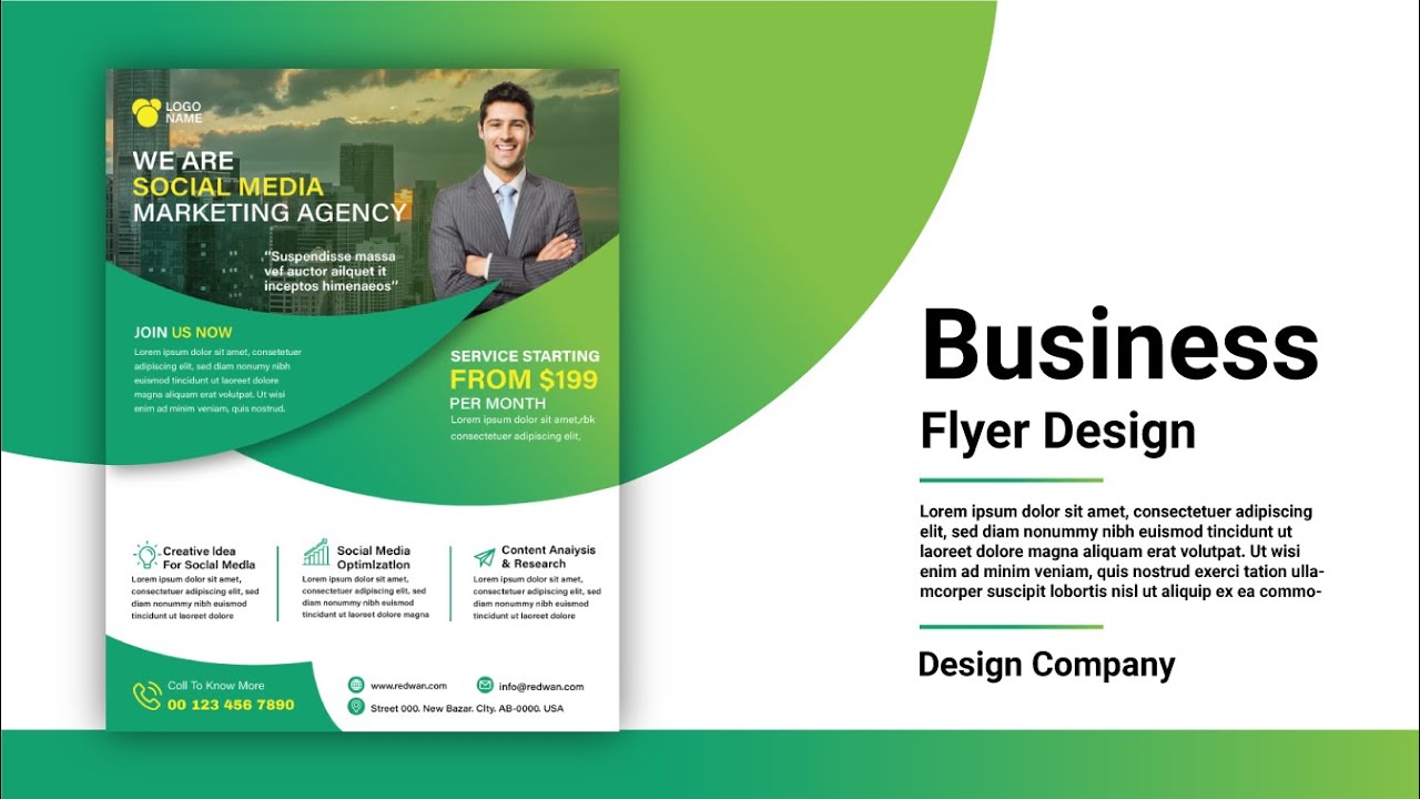 Flyer Design Tutorial | How to Design Corporate Flyer in Adobe ...