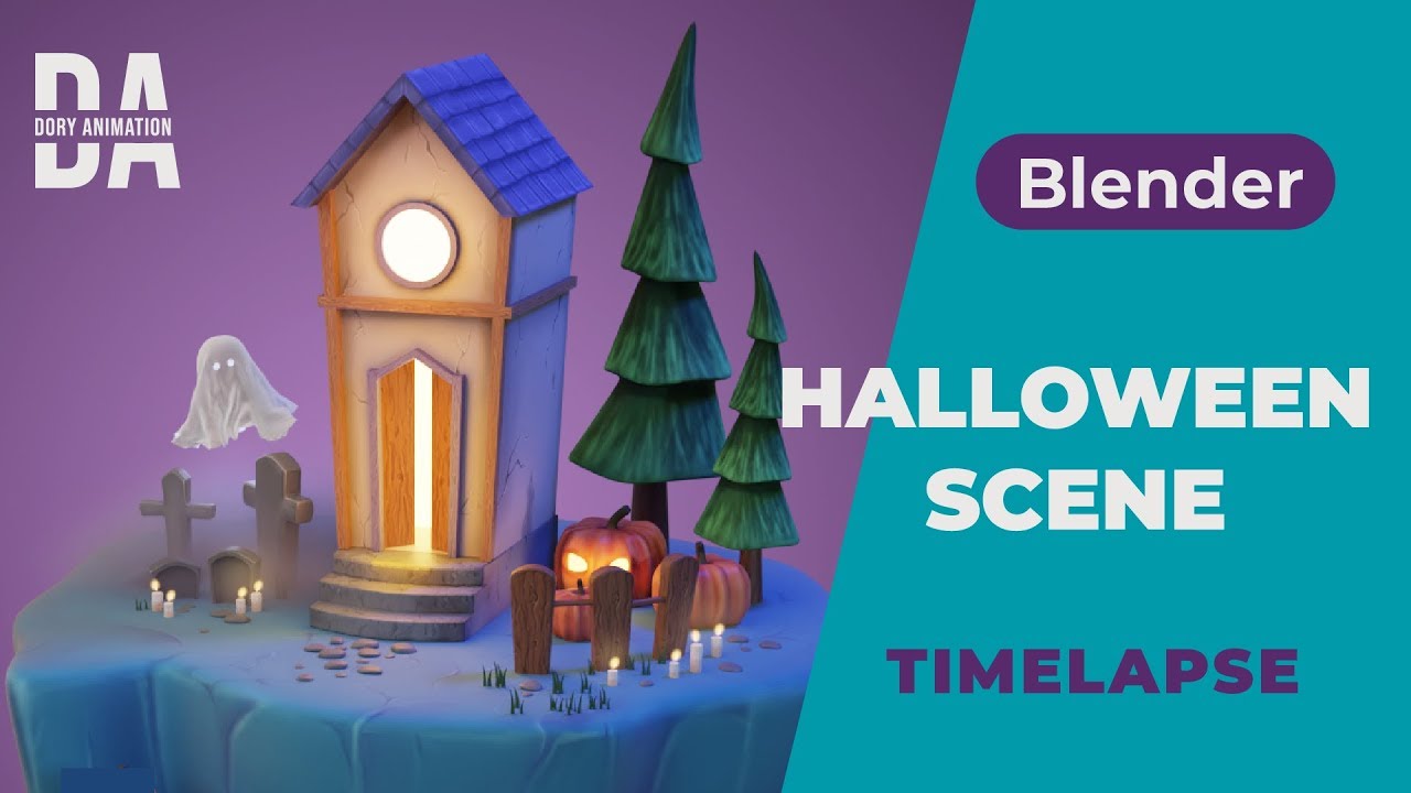Halloween scene in BLENDER - Complete Timelapse Tutorial - YouTube