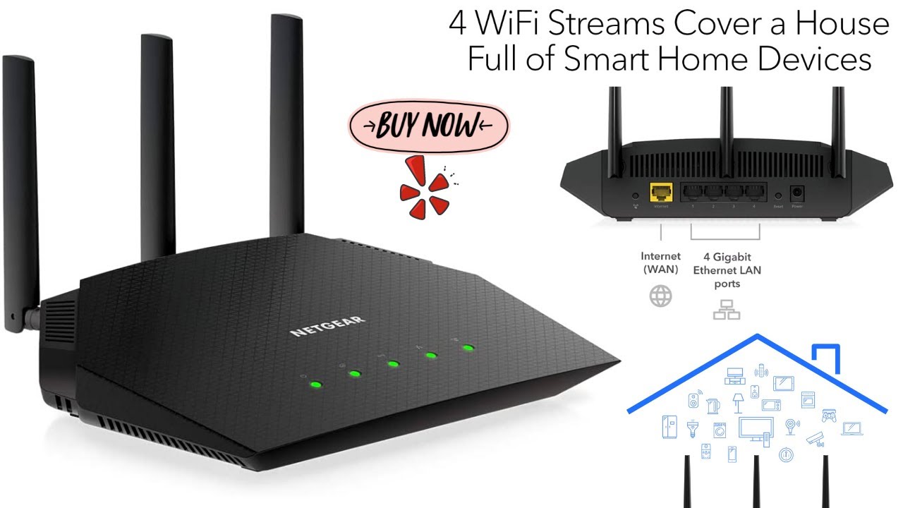 NETGEAR 4 Stream WiFi 6 Router R6700AX–AX1800 Wireless Speed (Up to 1.8 ...