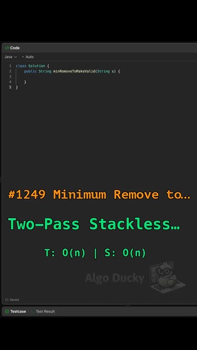 LeetCode 1249: Minimum Remove to Make Valid Parentheses FAST - YouTube