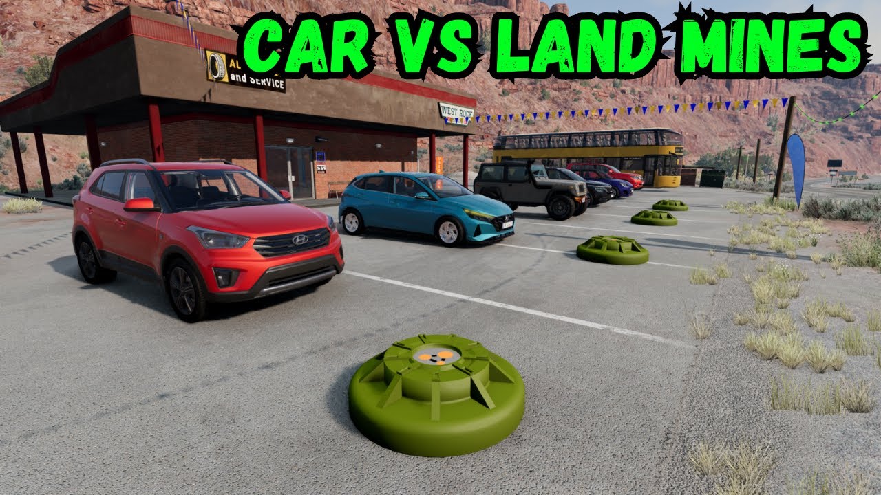 Indian Car vs Land Mines | Indian Cars In Beam ng - YouTube