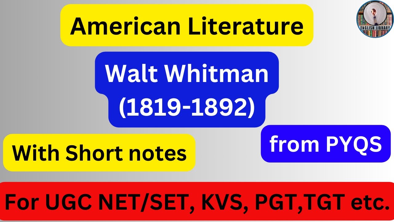 Walt Whitman || American Literature || Important facts with exam key ...