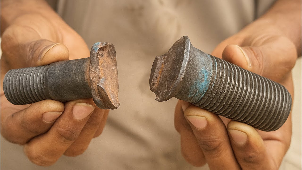 How a genius repaired a broken bolt on a heavy truck's wheel with the ...