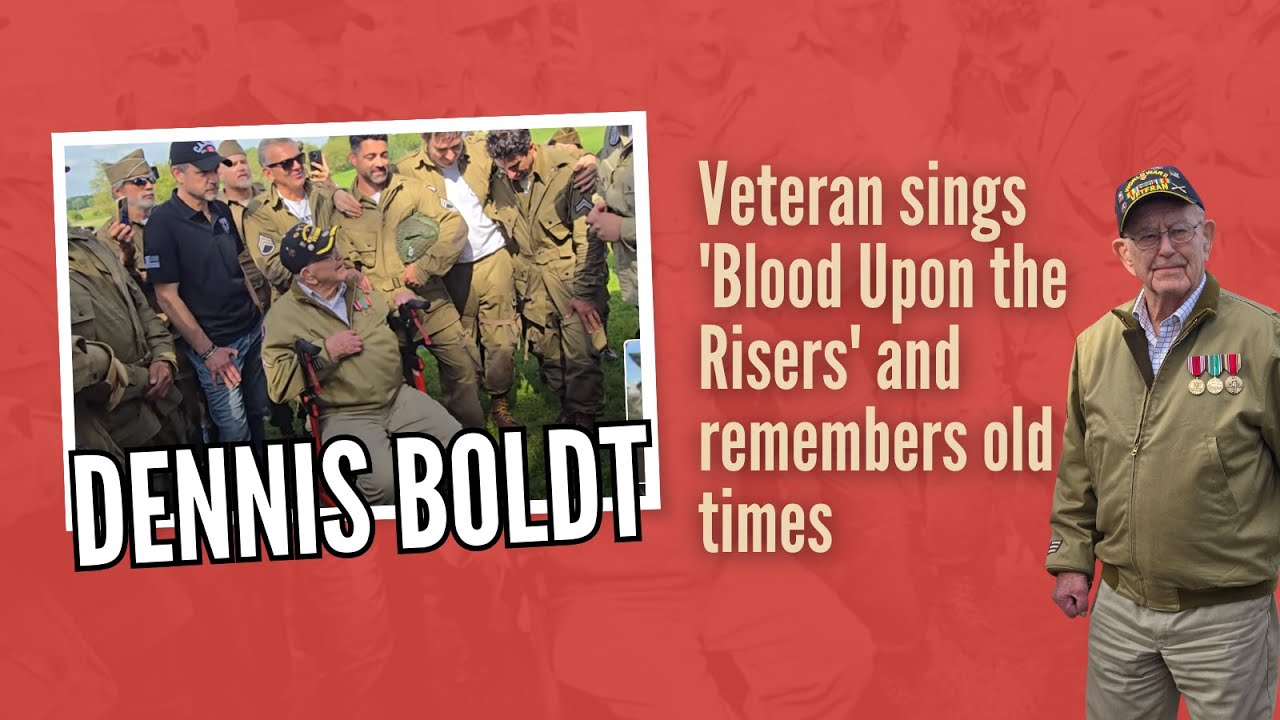 WWII Veteran Dennis Boldt sings Blood Upon the Risers at the Iron Mike ...