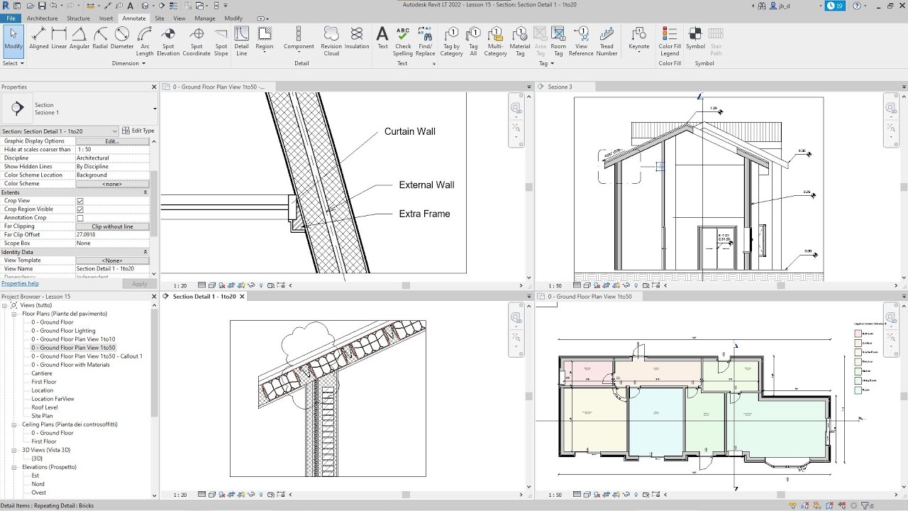 REVIT Videocourse - 16 - Annotations, Tags, Rooms, Areas, Details ...