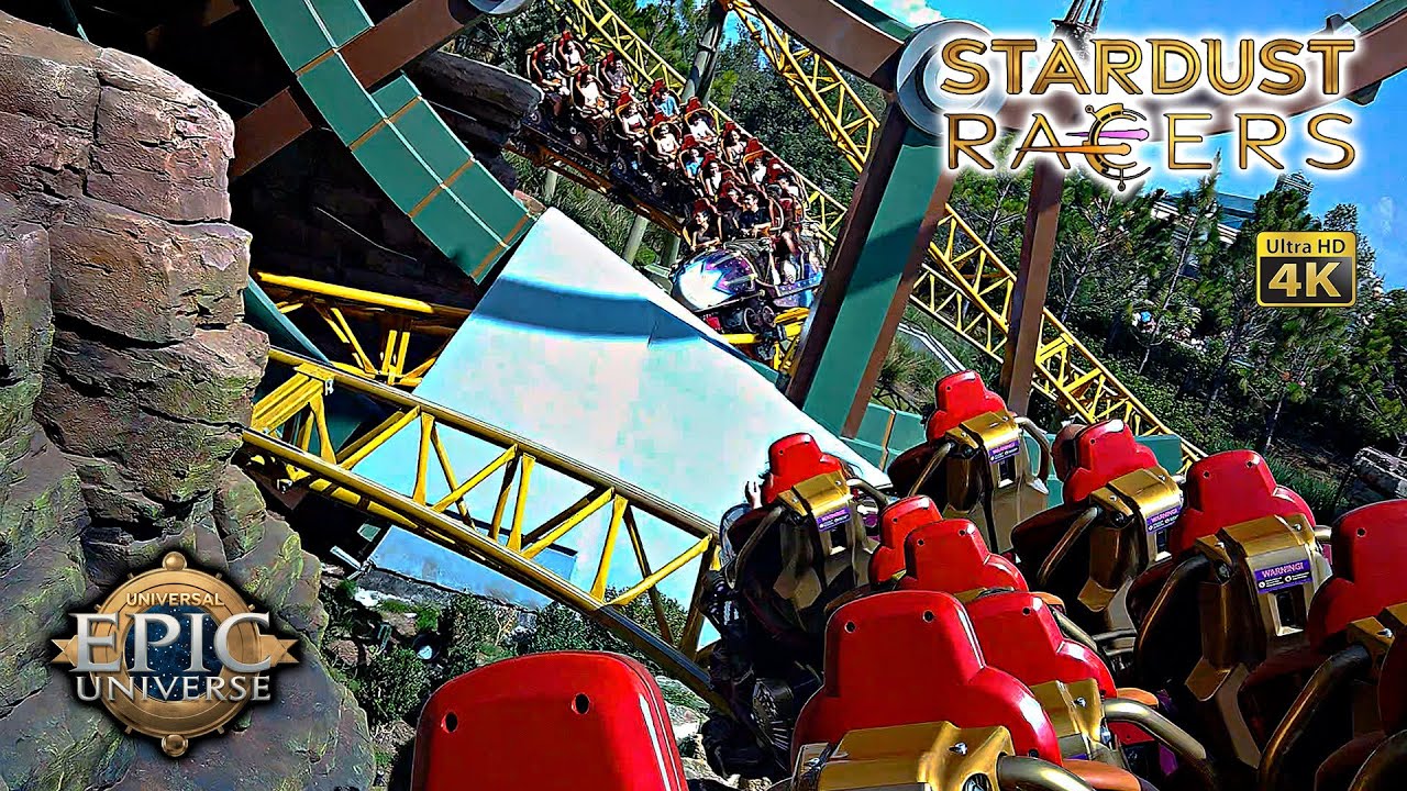 2025 Stardust Racers Roller Coaster Green Side On Ride 4K POV Universal ...