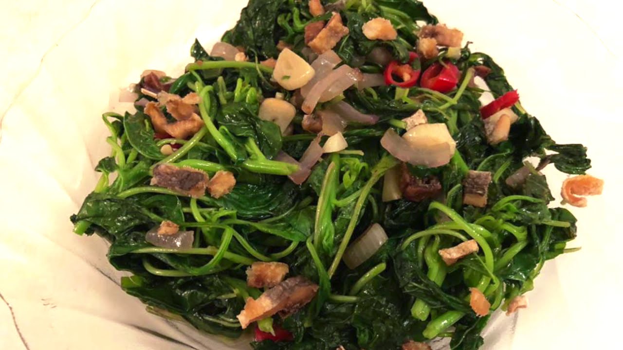 Bayam Goreng Ikan Masin | Stir Fried Spinach With Salted Fish - YouTube