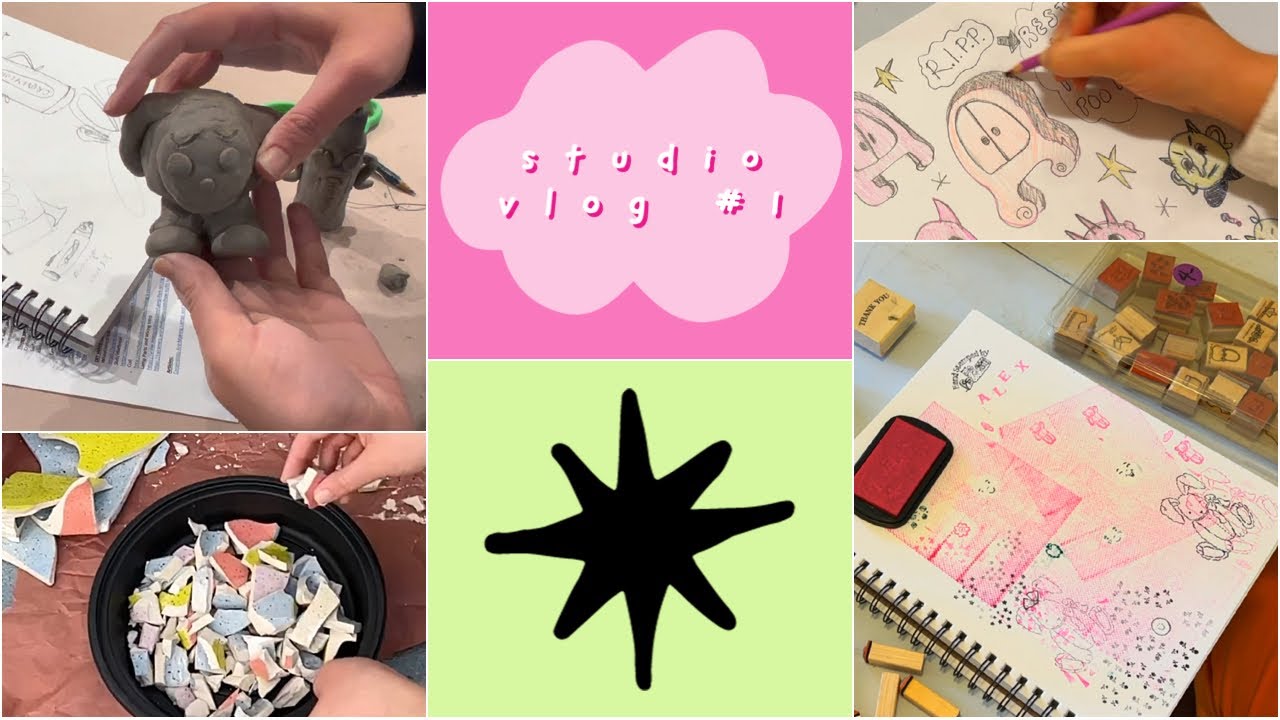 my first studio vlog | clay, doodles, creative burn out, n more - YouTube