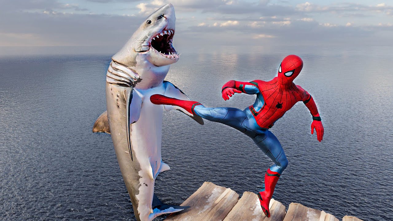 Spiderman vs Shark - ragdoll simulation - YouTube