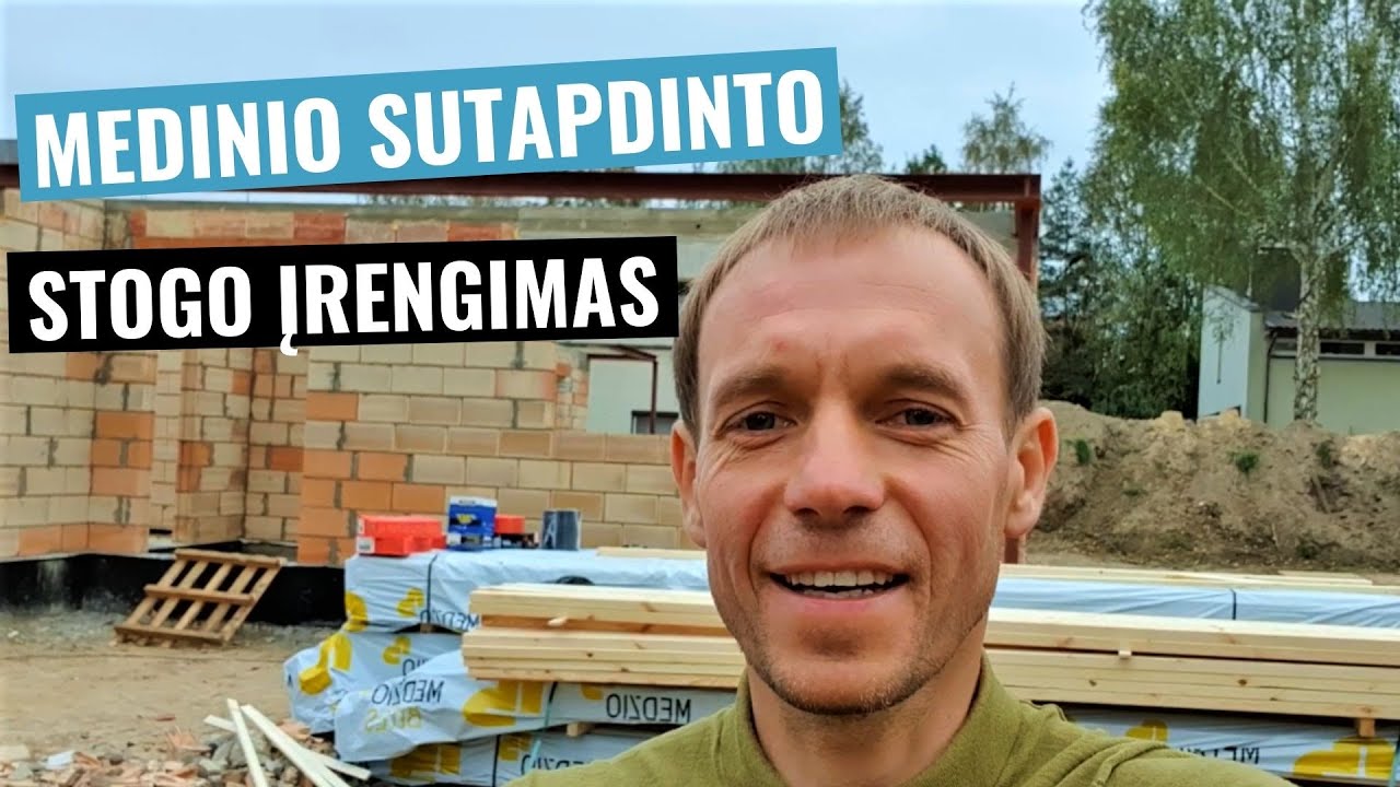 Medinio sutapdinto stogo įrengimas - YouTube