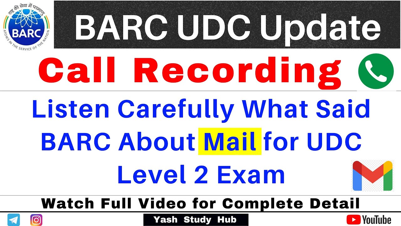 Call to BARC for UDC Level 2 DV Mail | BARC UDC Result Update | BARC ...