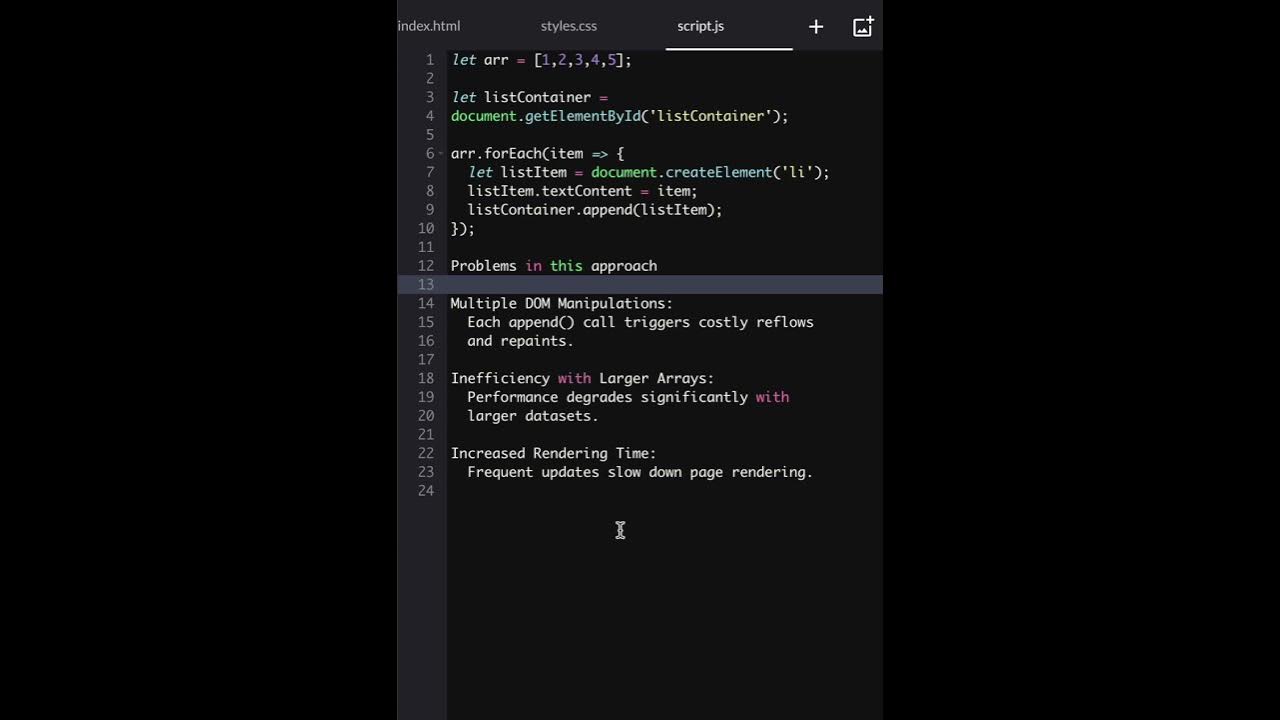 #19 Improve Dom manipulation performance #javascript #interviewpreparation #frontend - YouTube