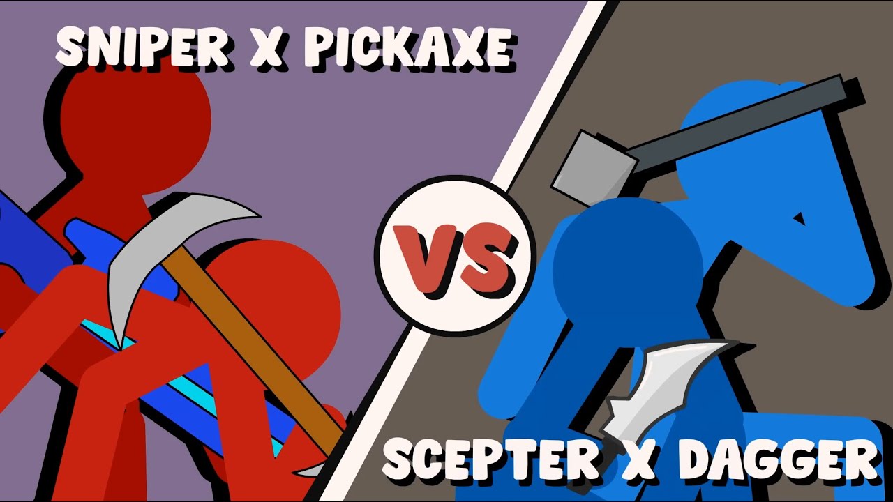 SDS FIGHT ANIMATION 2v2: Sniper x Pickaxe vs Scepter x Dagger - YouTube