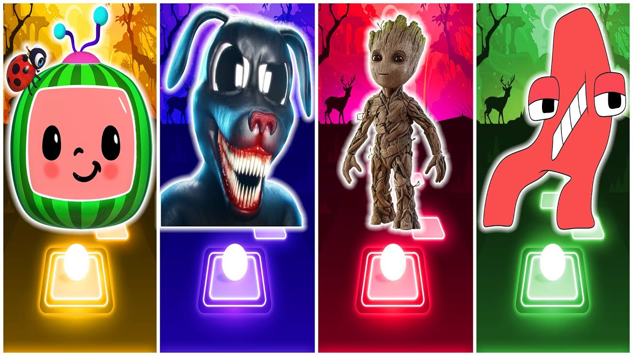 Cocomelon - Cartoon Dog - Baby Groot - Alphabet Lore | Tiles Hop EDM ...