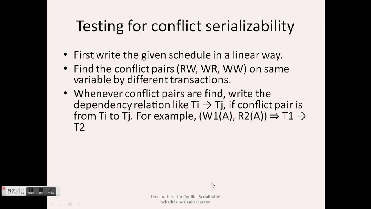 How to check for Conflict Serializable Schedule - YouTube