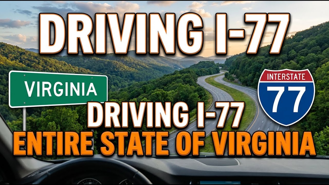 Driving on Interstate 77 through Entire State of Virginia in the ...