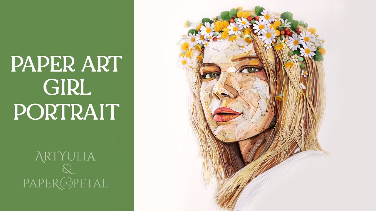 Girl with Flower Crown Portrait: Golden Summer - 3D Paper Art ...