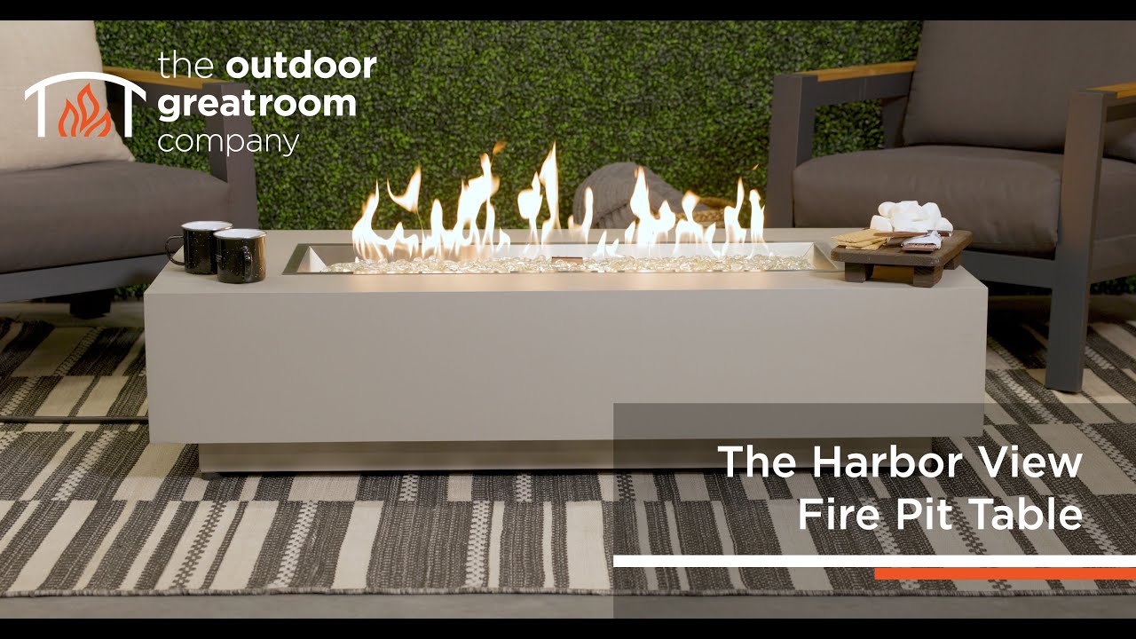 The Harbor View Linear Gas Fire Pit Table - YouTube