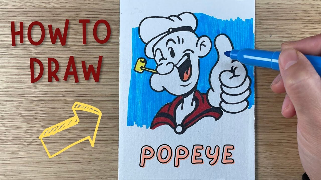 How to draw Popeye sailer. For beginners and kids 初學者怎樣畫大力水手 - YouTube
