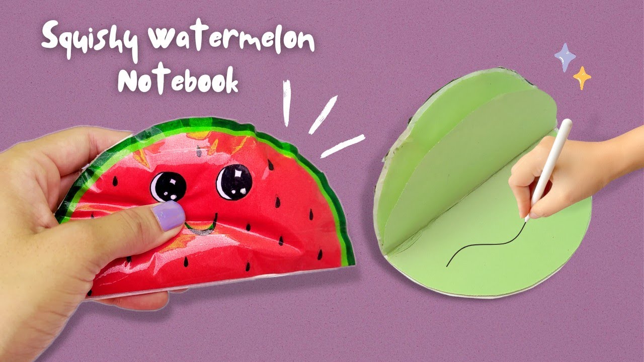 DIY School Supplies - How to make Watermelon Squishy Notebook - YouTube