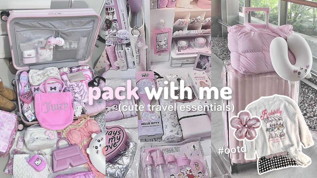 Pack with me; cute travel essentials for a holiday trip coquette ...