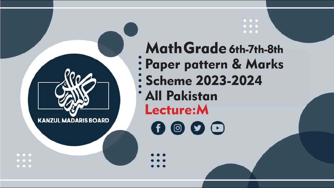 Paper pattern & scheme of Math's (Grade 8th) for All Pakistan | Lecture ...