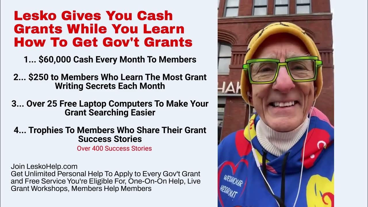 Lesko Gives You Cash Grants While You Learn How To Get Bigger Gov't Grants - YouTube