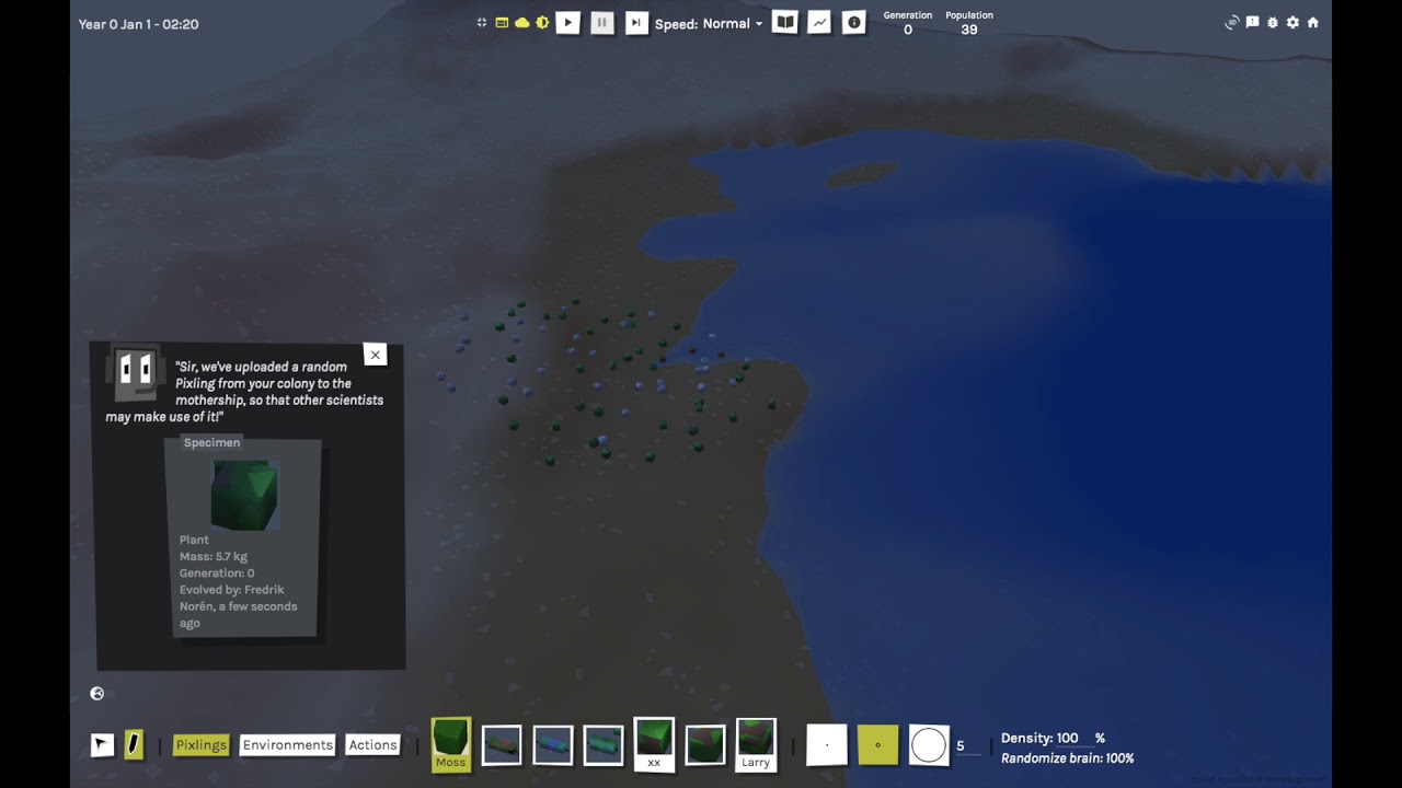 Collaborative evolution simulation in Pixling World - YouTube