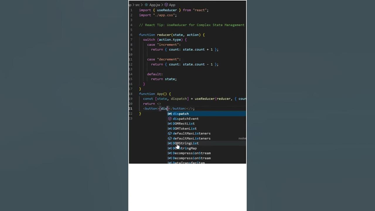 Re React Tip# UseReducer for Complex State Management #JavaScript #DeveloperShorts #NextJS # ...