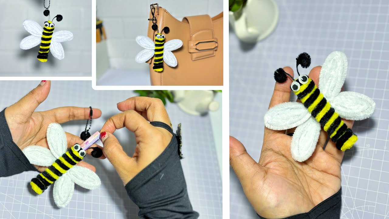 🐝Pipe Cleaner Keychain Making - Fuzzy Wire Keychain DIY - YouTube