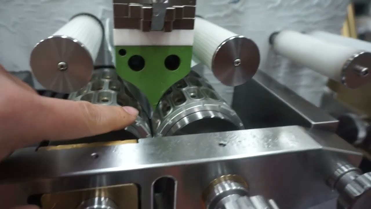 JL100II softgel encapsulation machien die roller setting up - YouTube