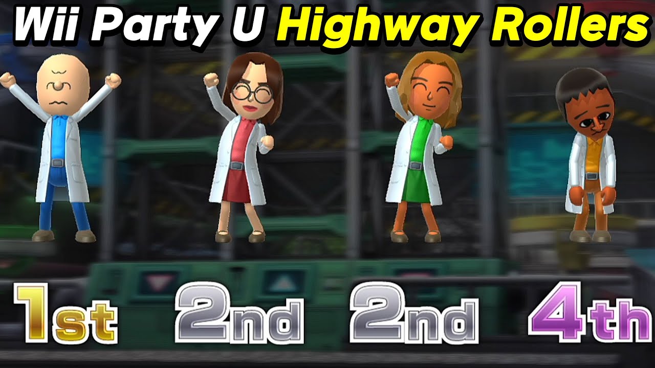 Wii Party U Highway Rollers Gameplay Charlie B. vs Anne vs Alice vs ...