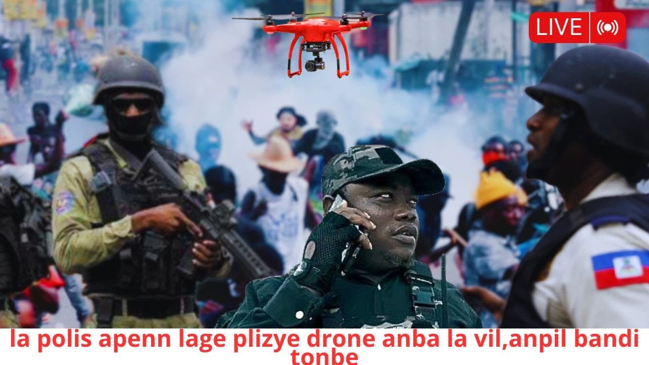 la polis apenn lage plizye drone anba la vil,anpil bandi tonbe - YouTube