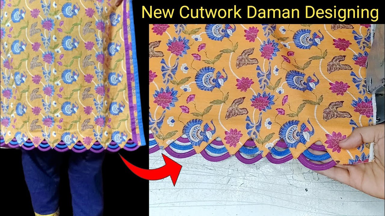 New cutwork daman design | cutwork v shaped daman design | daman design ...
