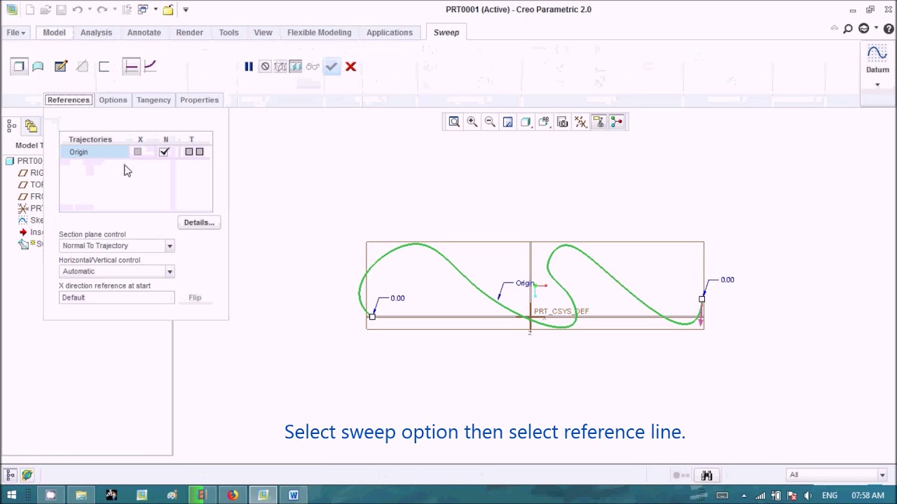 SWEEP IN CREO PARAMETRIC - YouTube