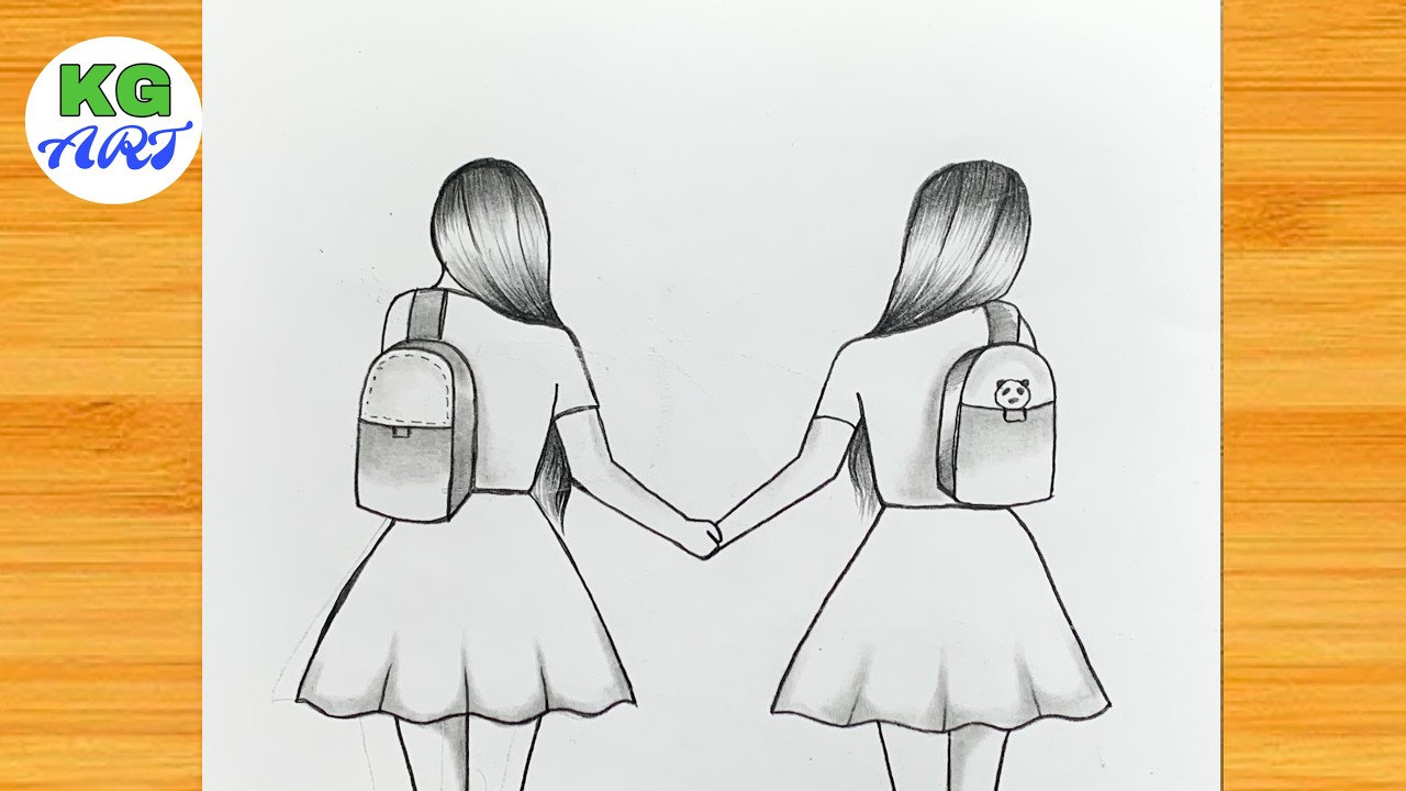 Best friend ️ drawing | how to draw best friend | friendship drawing ...