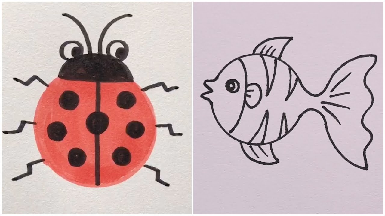 Colorful Animal Drawing Ideas | how to draw different types of animals ...