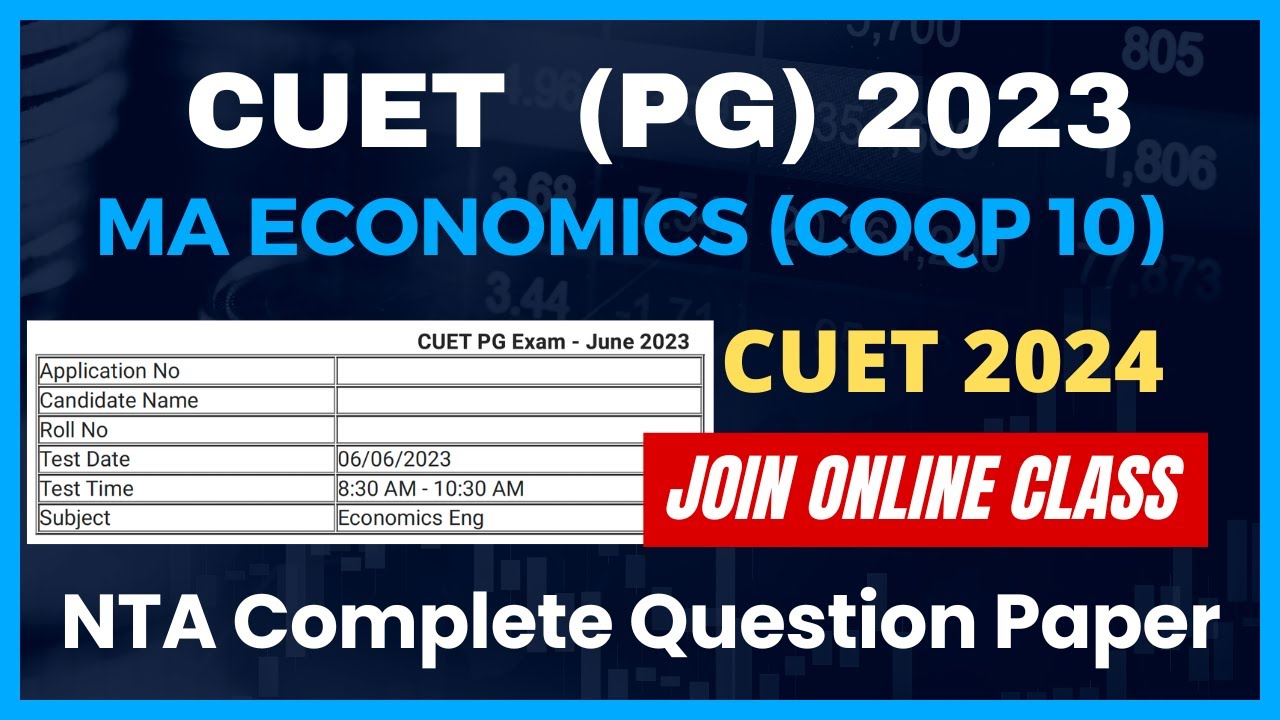 CUET PG Economics | 2023 Question Paper | - YouTube