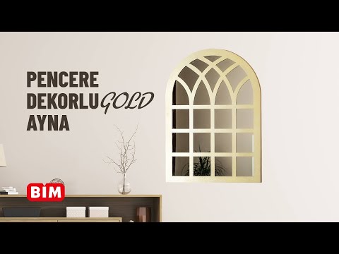 BİM - Pencere Dekorlu Gold Ayna